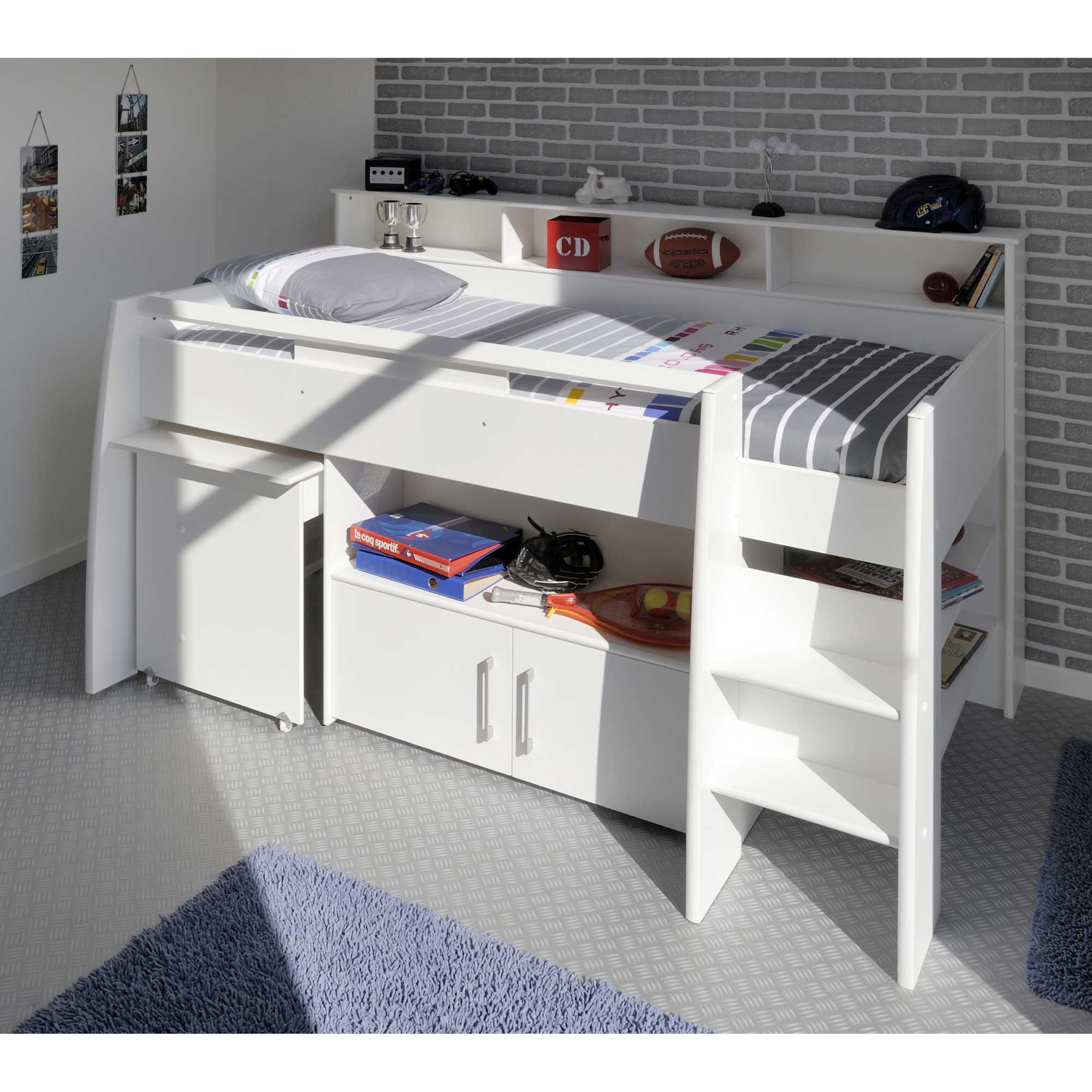 Lit Enfant Delamaison - Lit combiné HYPNOS avec bureau et rangement ... Lit Enfant Delamaison - Lit combiné HYPNOS avec bureau et rangement ...