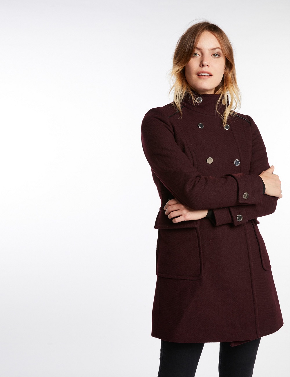 Manteau cintré double rangée boutons Rouge vin Morgan - Manteau Morgan ... Manteau cintré double rangée boutons Rouge vin Morgan - Manteau Morgan ...