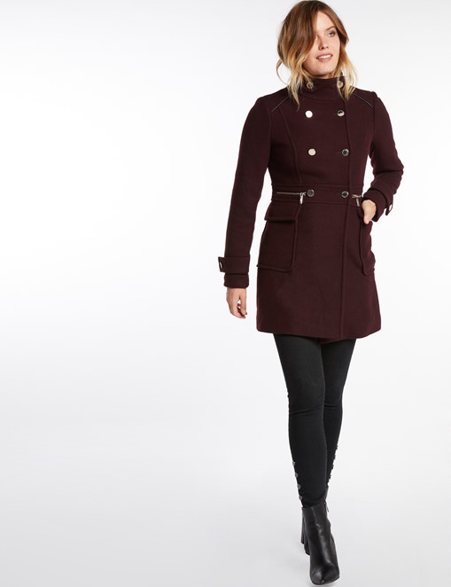 Manteau cintré double rangée boutons Rouge vin Morgan - Manteau Morgan ... Manteau cintré double rangée boutons Rouge vin Morgan - Manteau Morgan ...